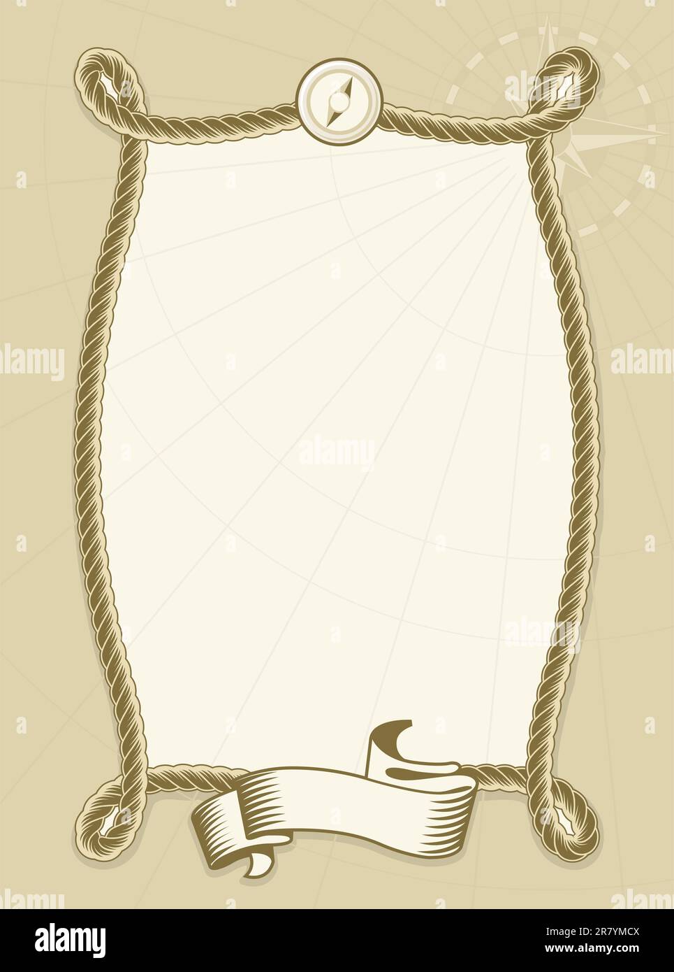 Rope frame with ribbon and wind rose Stock Vector Image & Art - Alamy