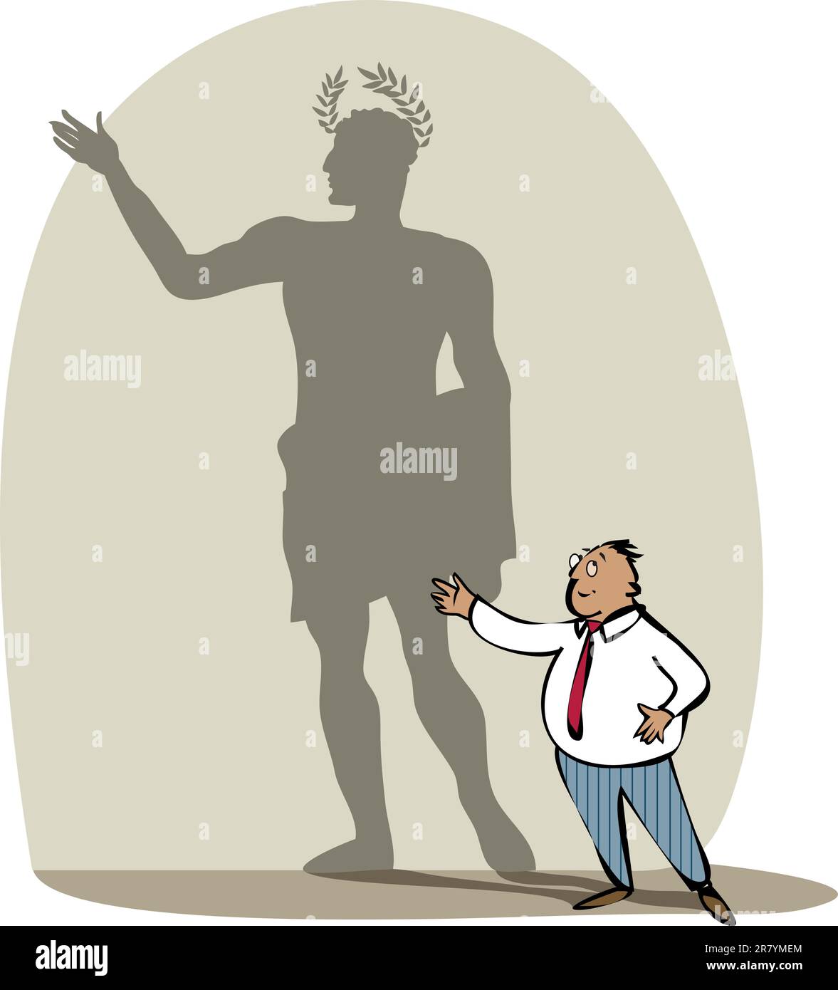 Vector illustration of a businessman and his shadow as a roman emperor ...