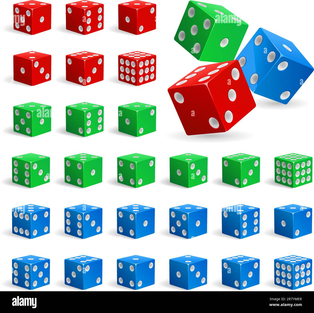 Set of color realistic dice. Illustration for design on white background Stock Vector Image ...