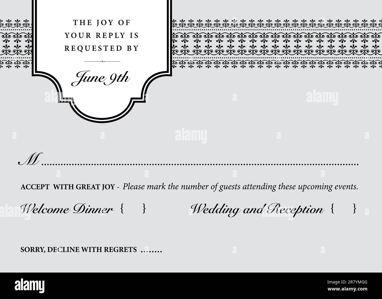 Vector Wedding Reply Card Template. Easy to edit Stock Vector Image ...