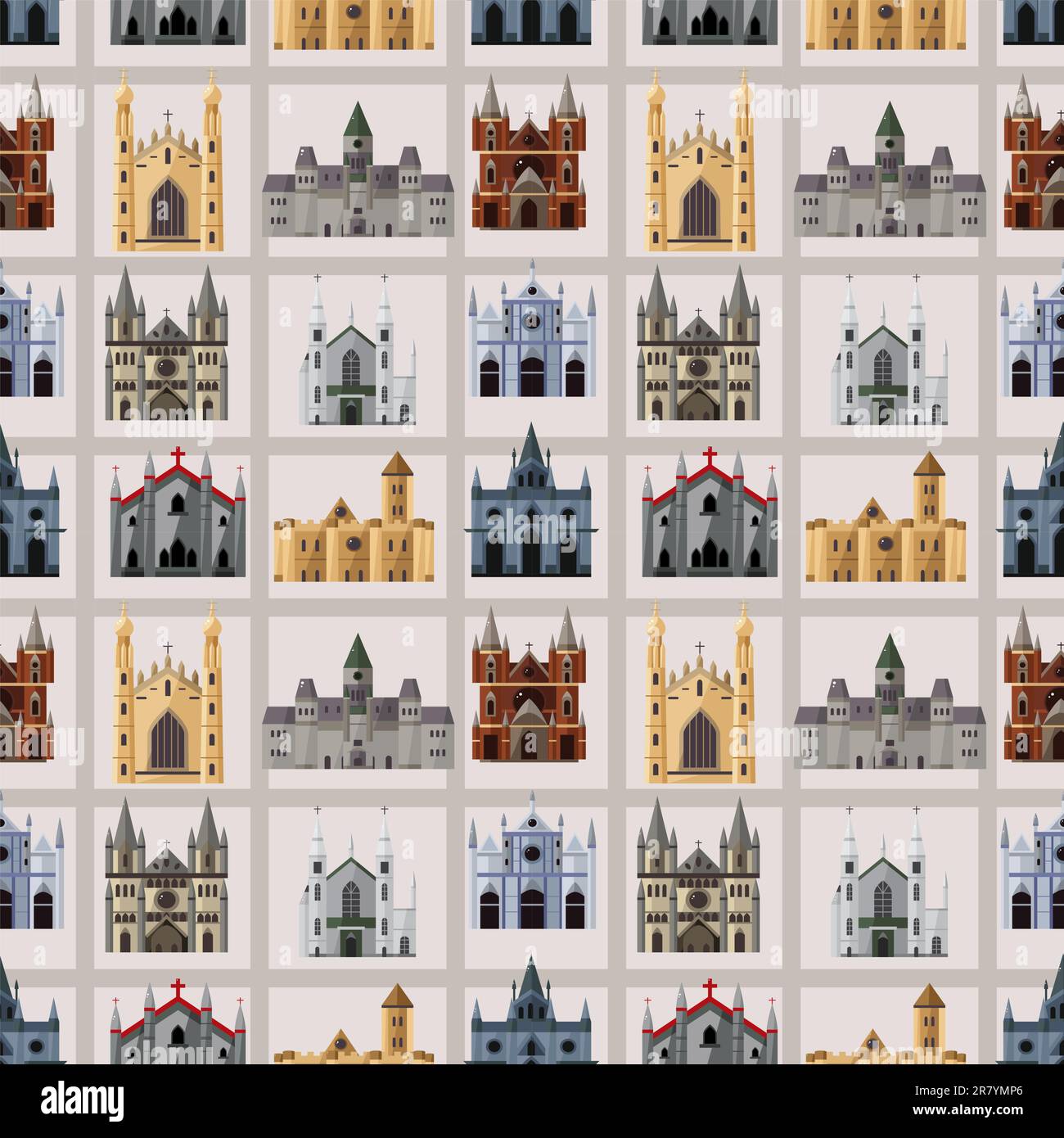 cartoon Fairy tale castle seamless pattern Stock Vector Image & Art - Alamy