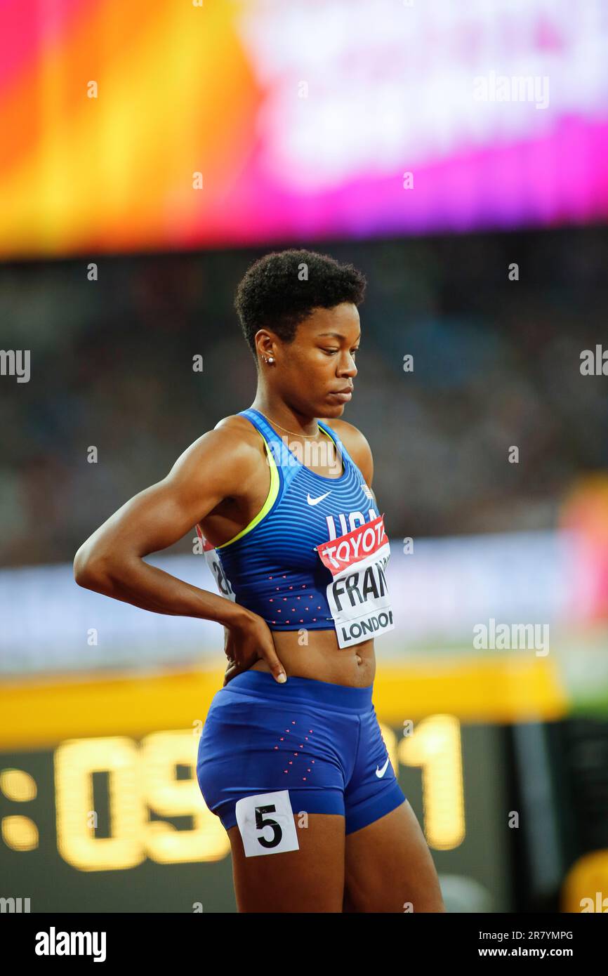 Phyllis Francis participating in the 400 meters at the World Athletics ...