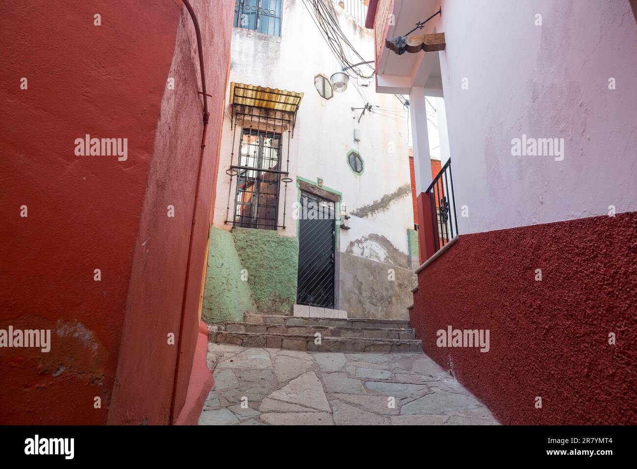 Street of colorfully painted houses in Guatemala, Central America Stock ...