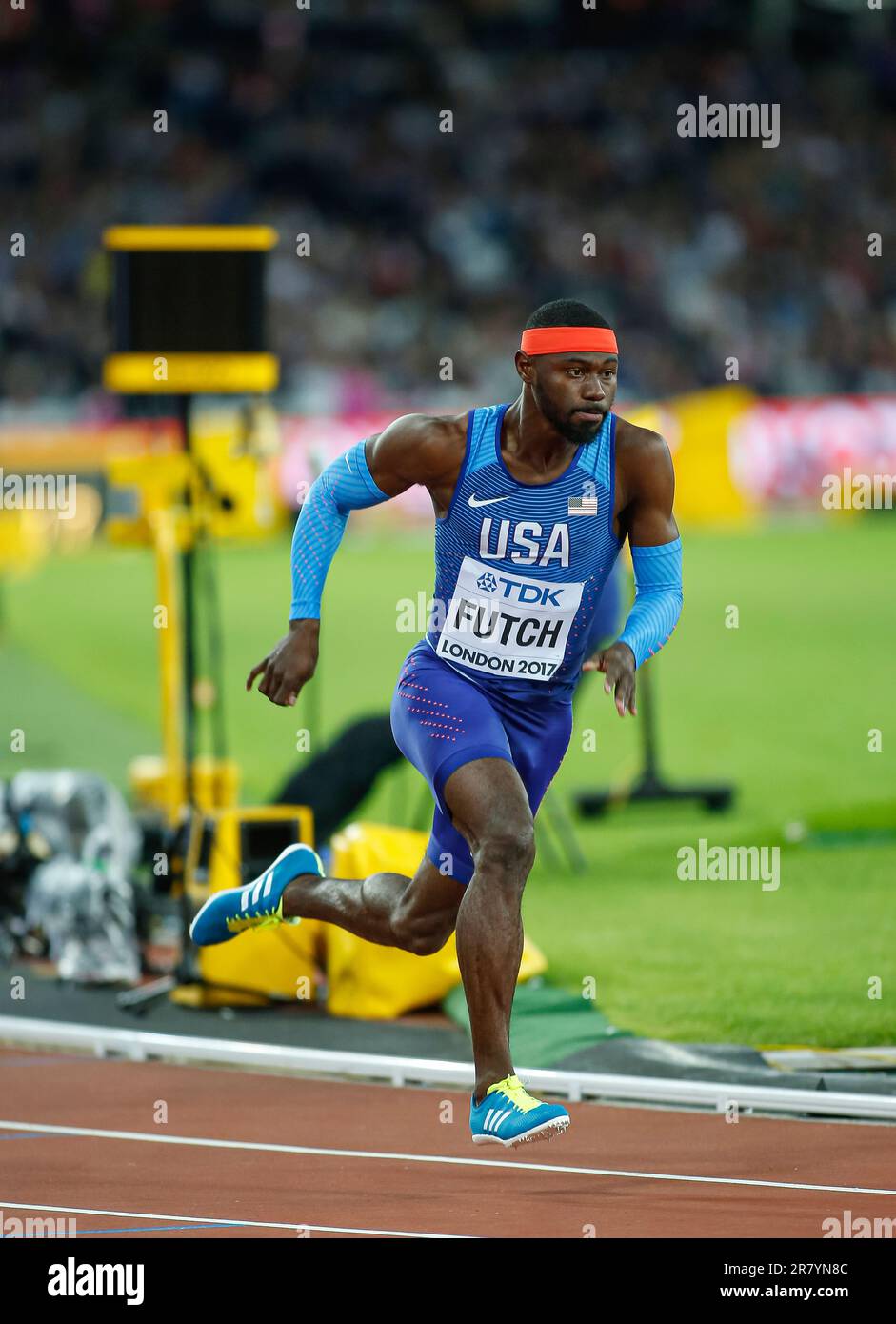 Eric Futch George participating in the 400 meters hurdles at the World ...