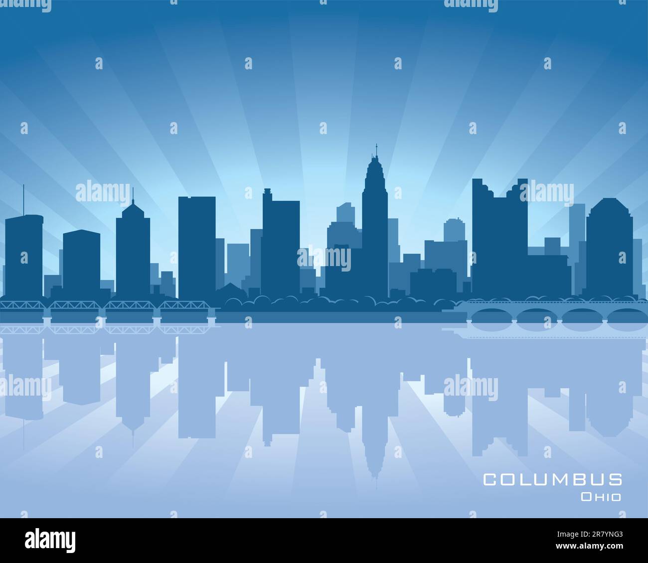 Columbus, Ohio skyline illustration with reflection in water Stock ...