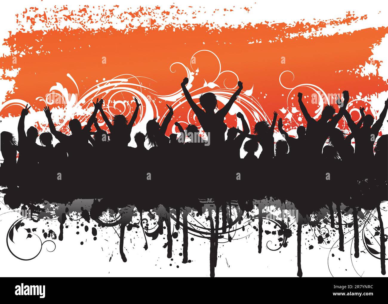 Grunge background with a silhouette of an excited audience Stock Vector ...