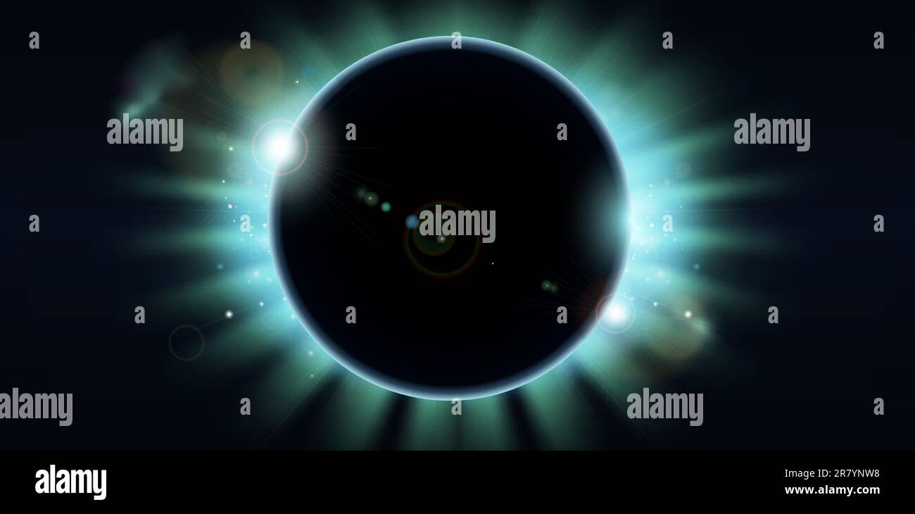 A conceptual background featuring a total eclipse. Copy-space centre ...