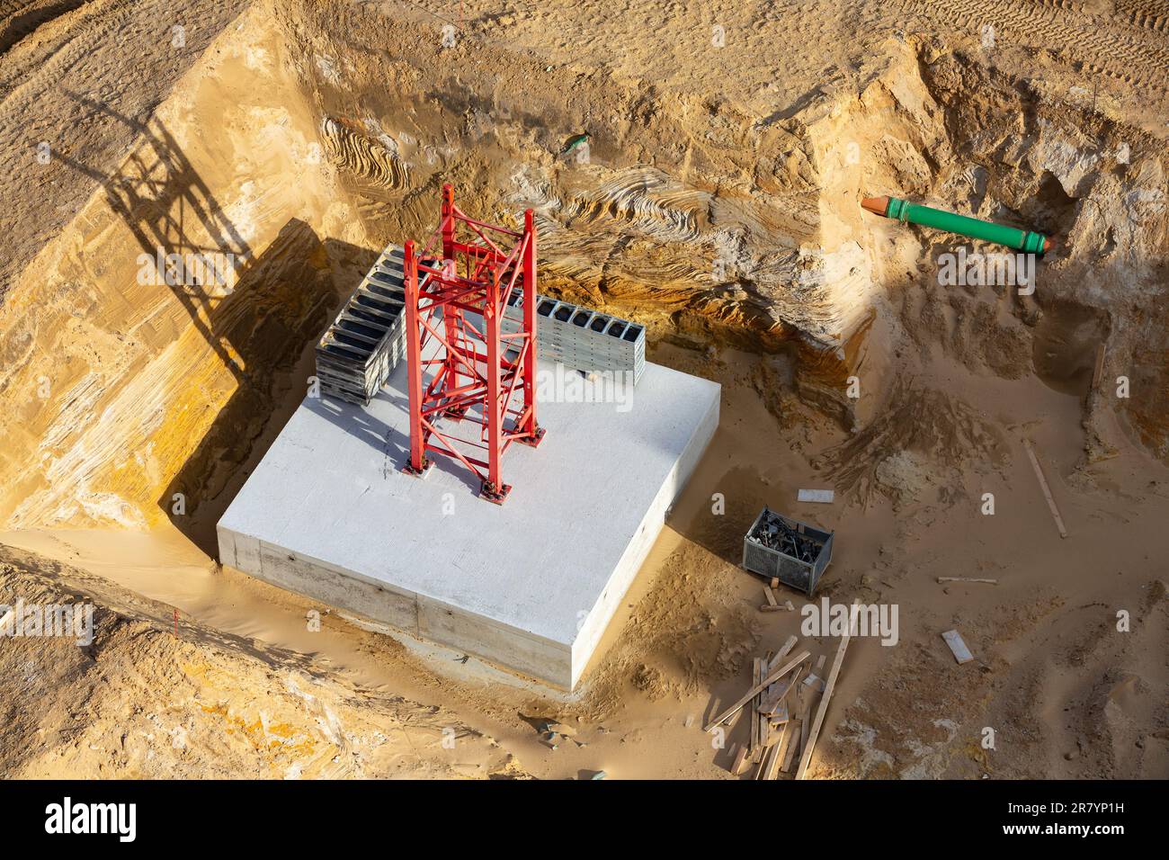 aerial view of the concrete foundation for a construction crane Stock ...