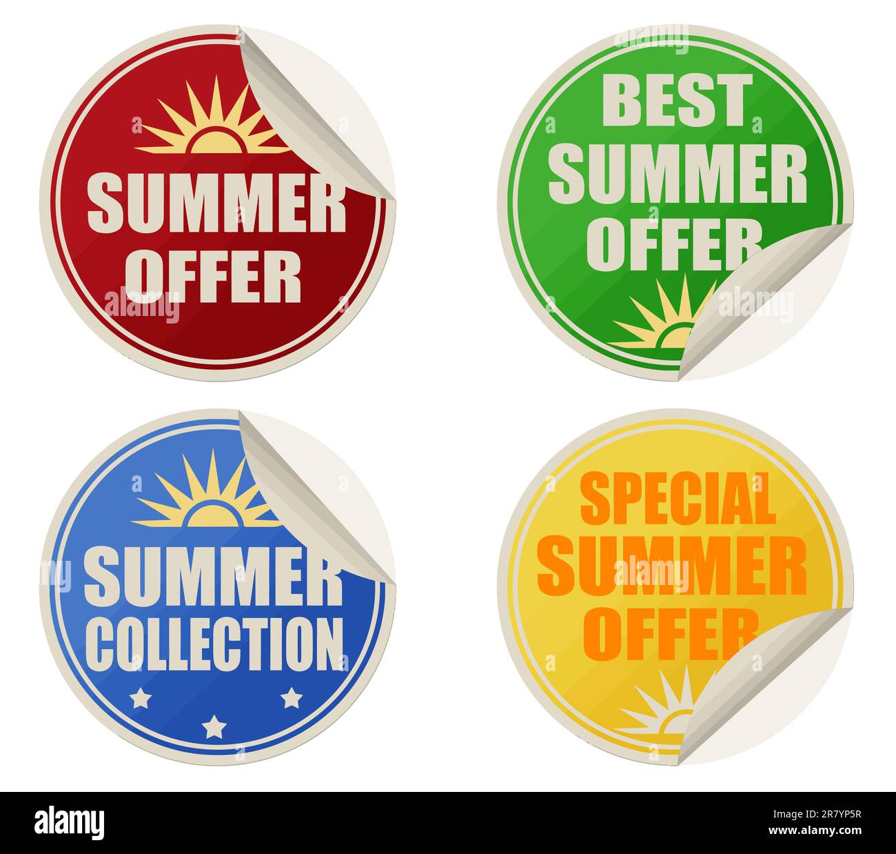 Stickers set with text best summer offers, vector illustration Stock ...