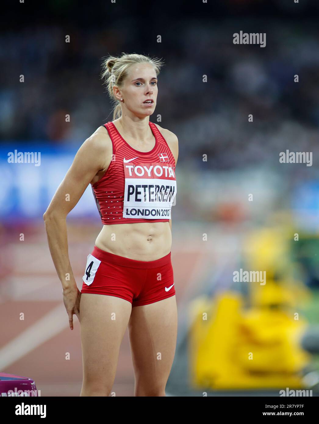 Sara Slott Petersen participating in the 400 meters hurdles at the ...