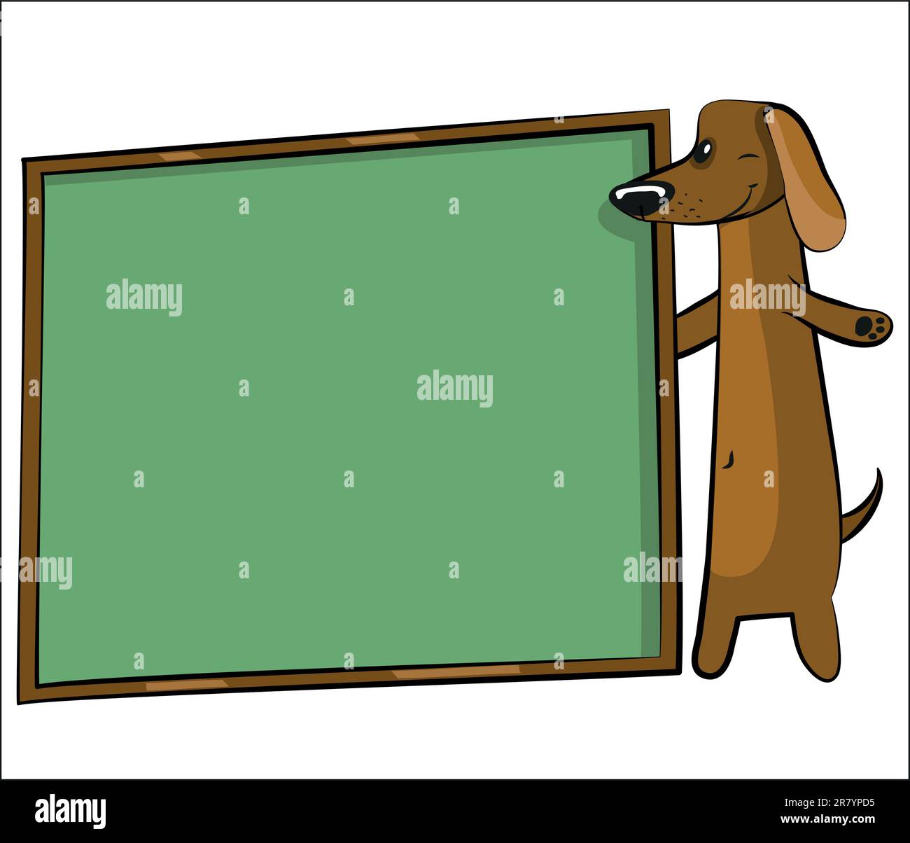 cartoon dog dachshund with school green board for text.Vector ...