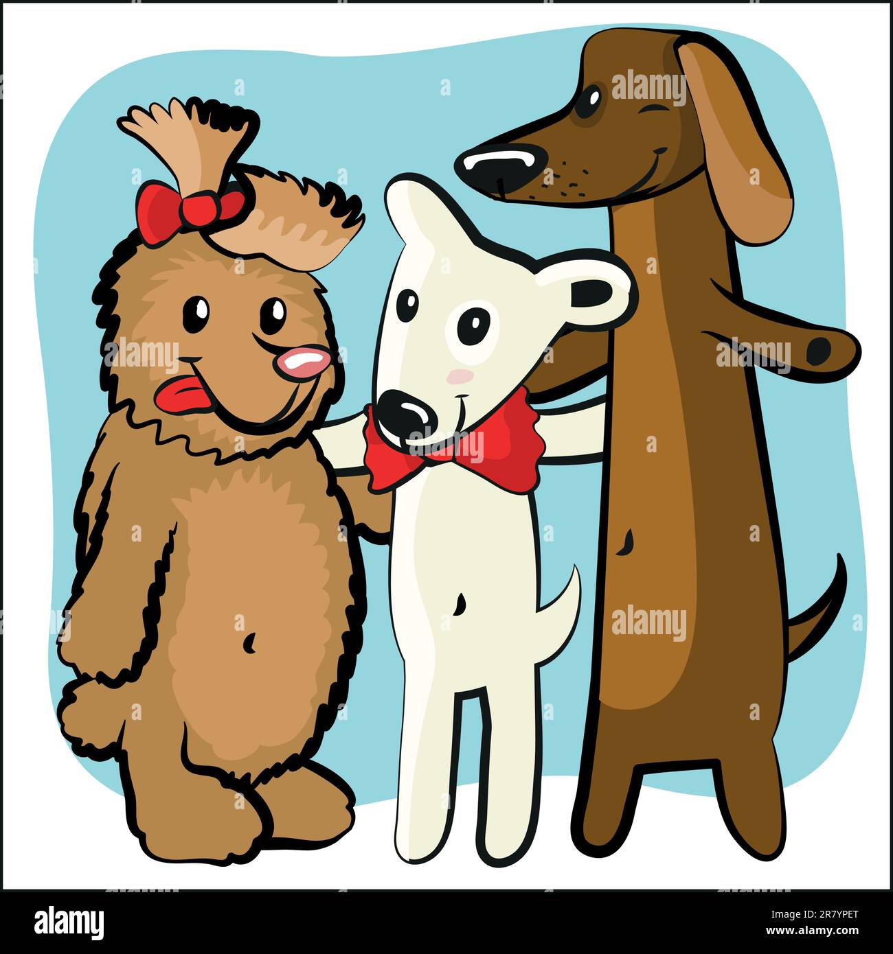 cartoon funny white dog with him friends dogs.Vector illustration Stock ...
