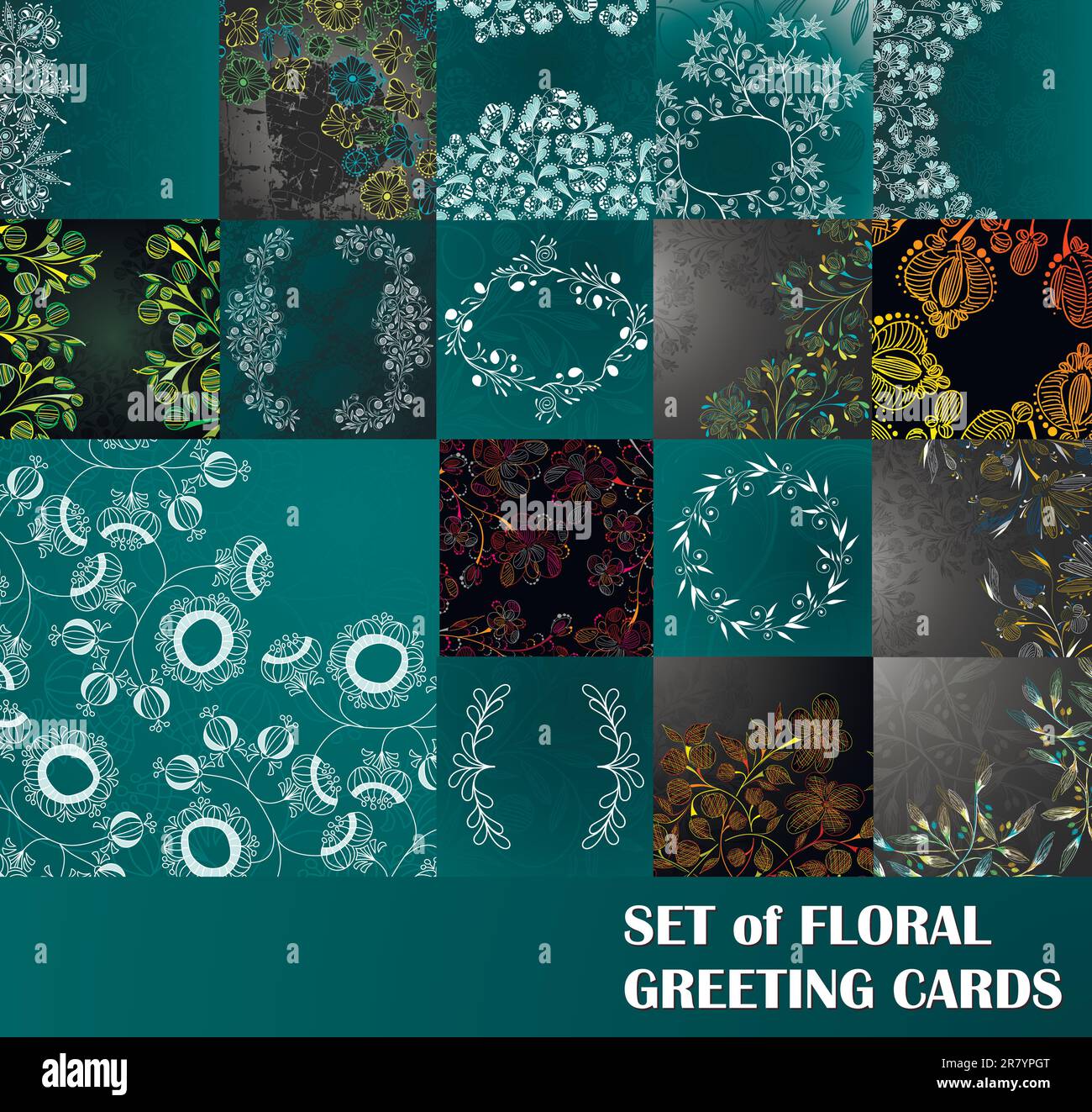 set of floral greeting cards Stock Vector Image & Art - Alamy