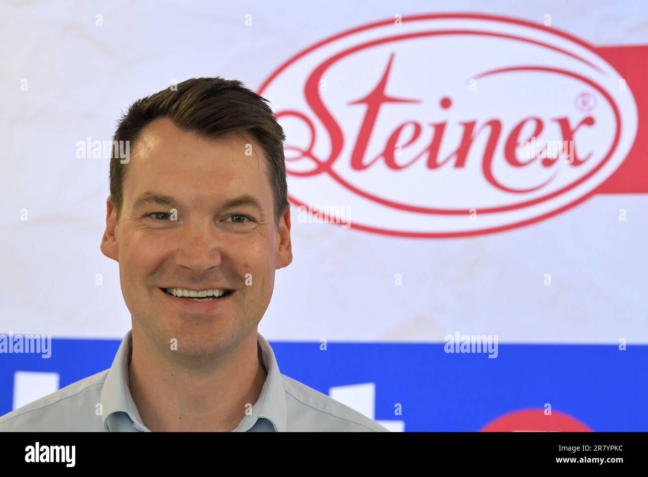Kurim, Czech Republic. 13th June, 2023. Sales Director Vit Steinhauser of the Steinex meat and ...