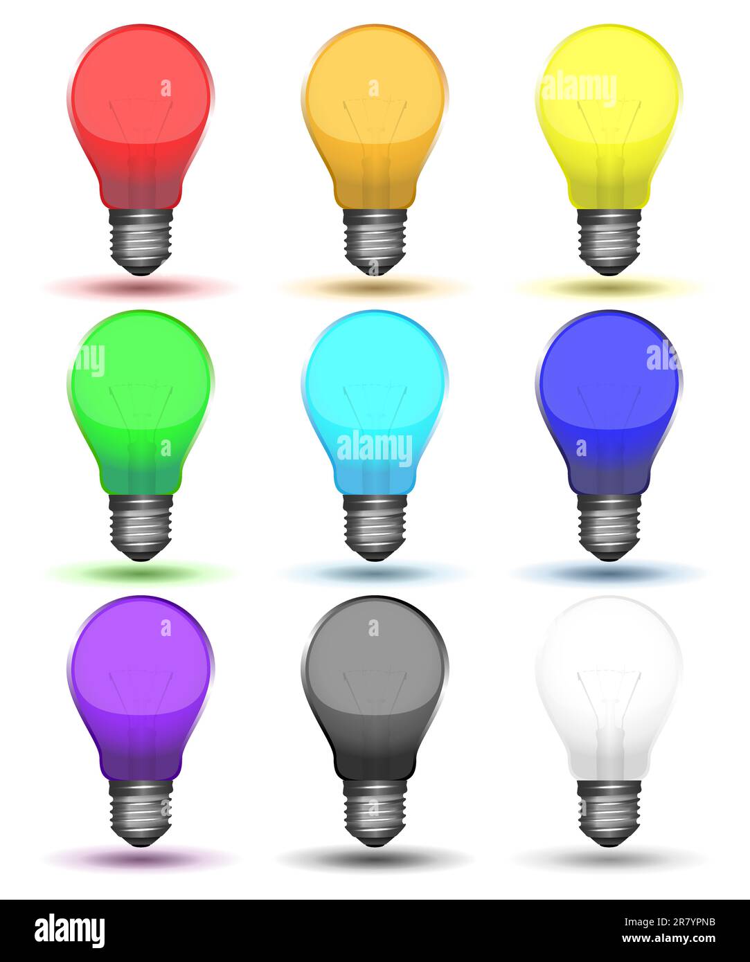 Color set of bulbs with shadows, vector illustration, eps10, easy ...