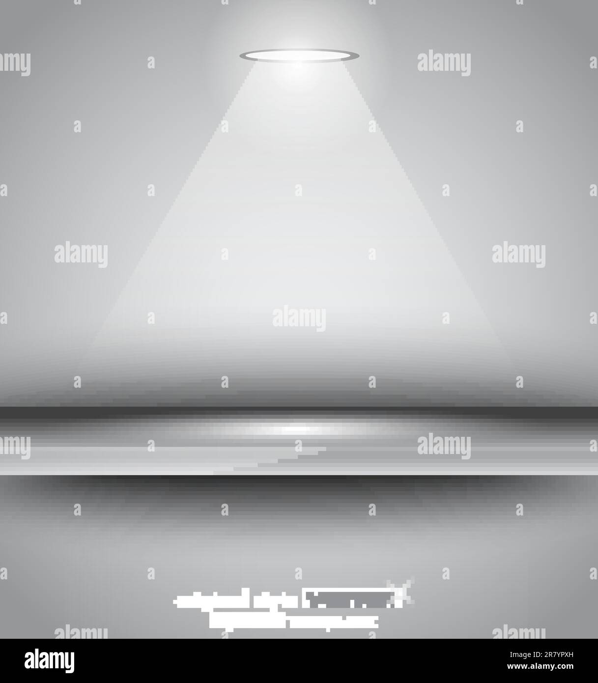 Shelf with LED spotlight with delicate look on a grey ...