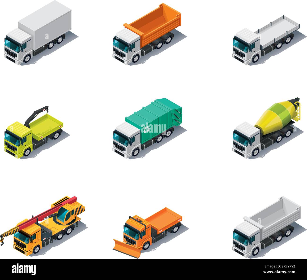 Set of isometric generic trucks (different types Stock Vector Image ...
