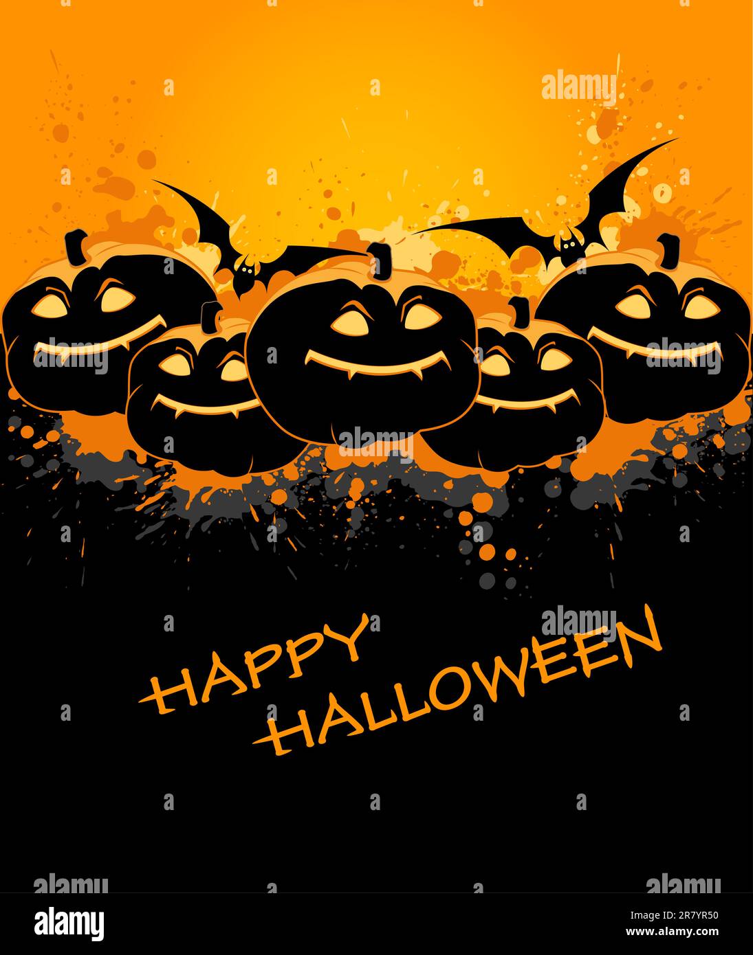 vector Halloween background with pumpkin and bat Stock Vector Image ...
