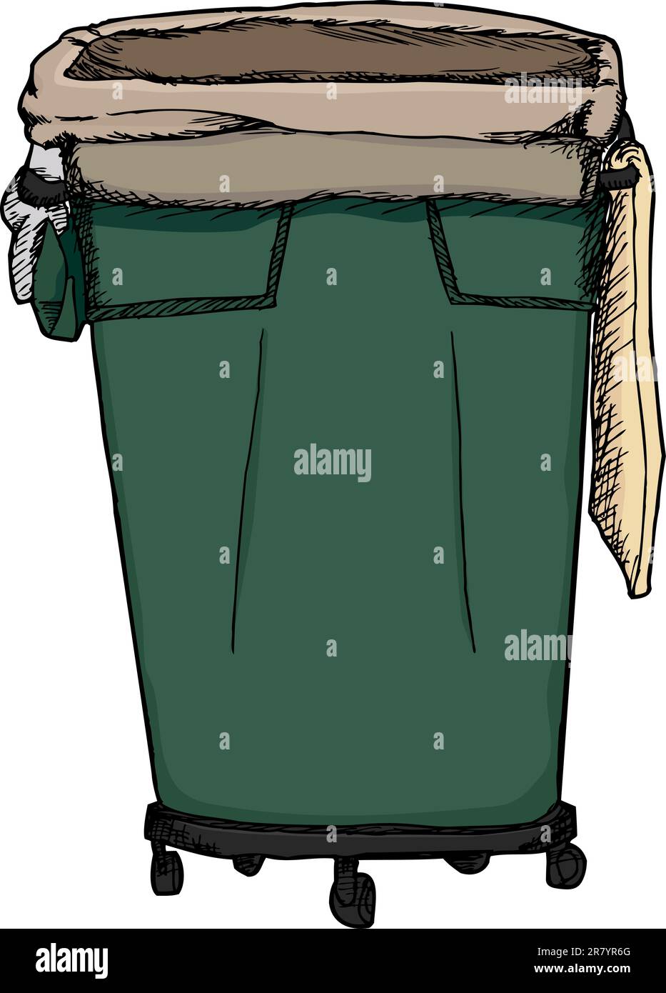 Industrial size waste container with dolly and rags Stock Vector Image ...