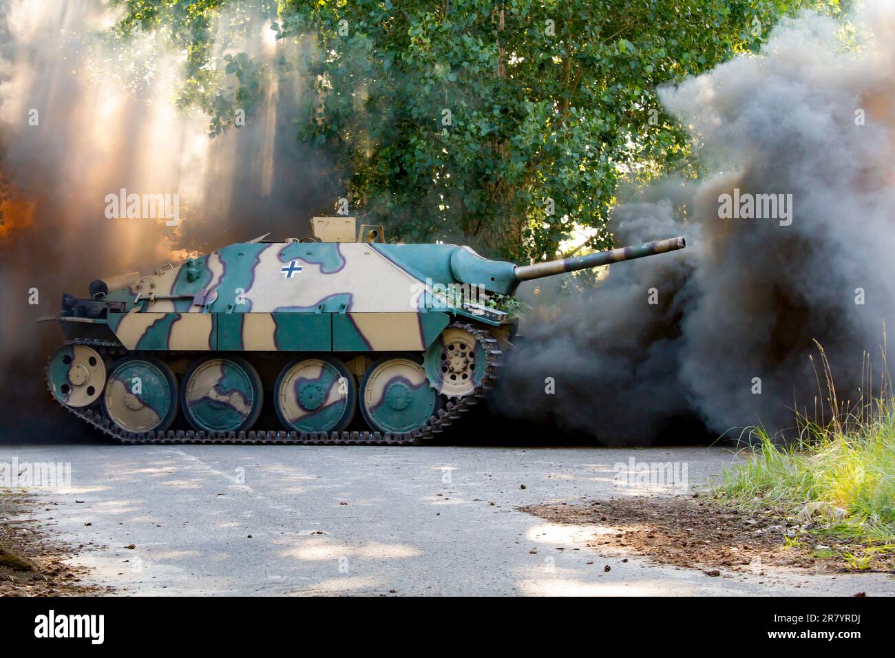 Jagdpanzer 38 German World War II armored tank on the battlefield ...