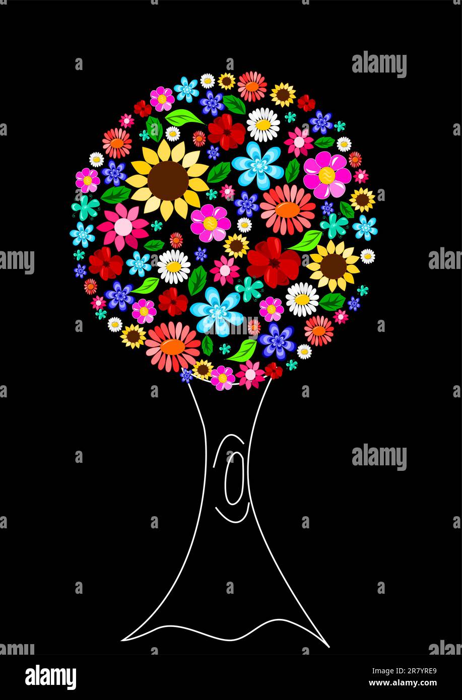 Illustration of abstract tree composed of spring flowers Stock Vector ...