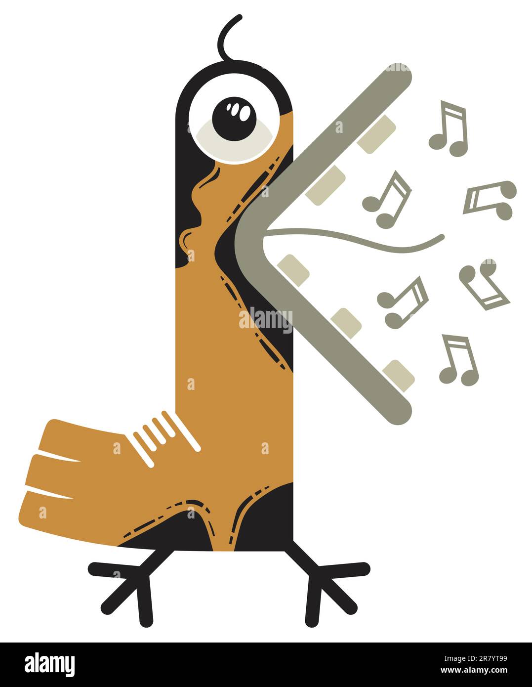 Illustration of a singing bird with a widely opened beak Stock Vector ...