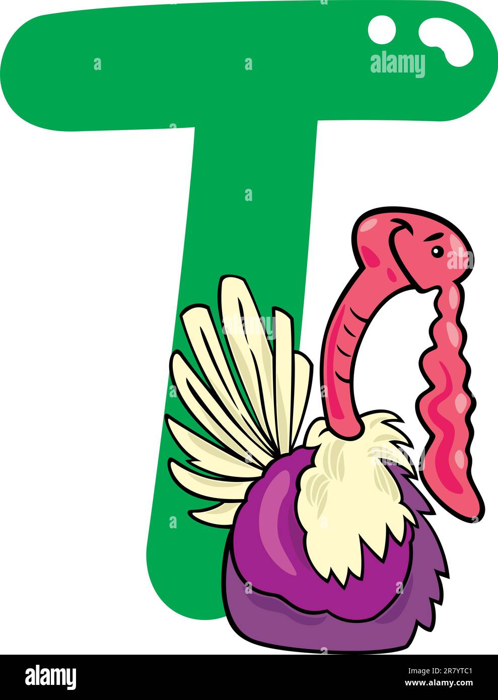 cartoon illustration of T letter for turkey Stock Vector Image & Art ...