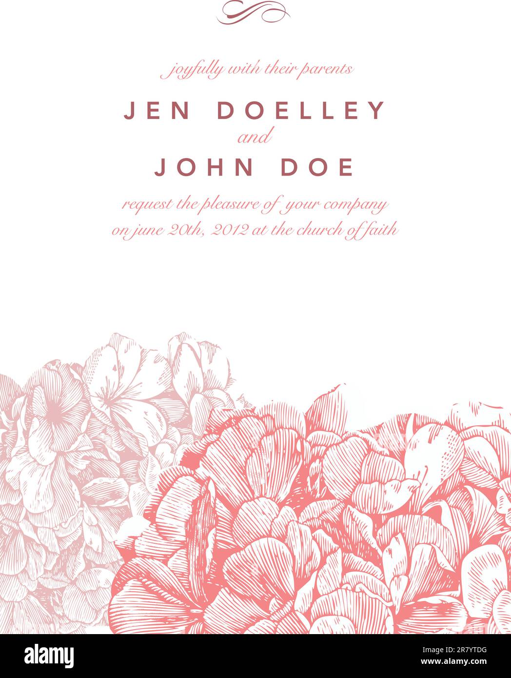 Vector Pink Floral Background. Easy to edit. Perfect for invitations or ...