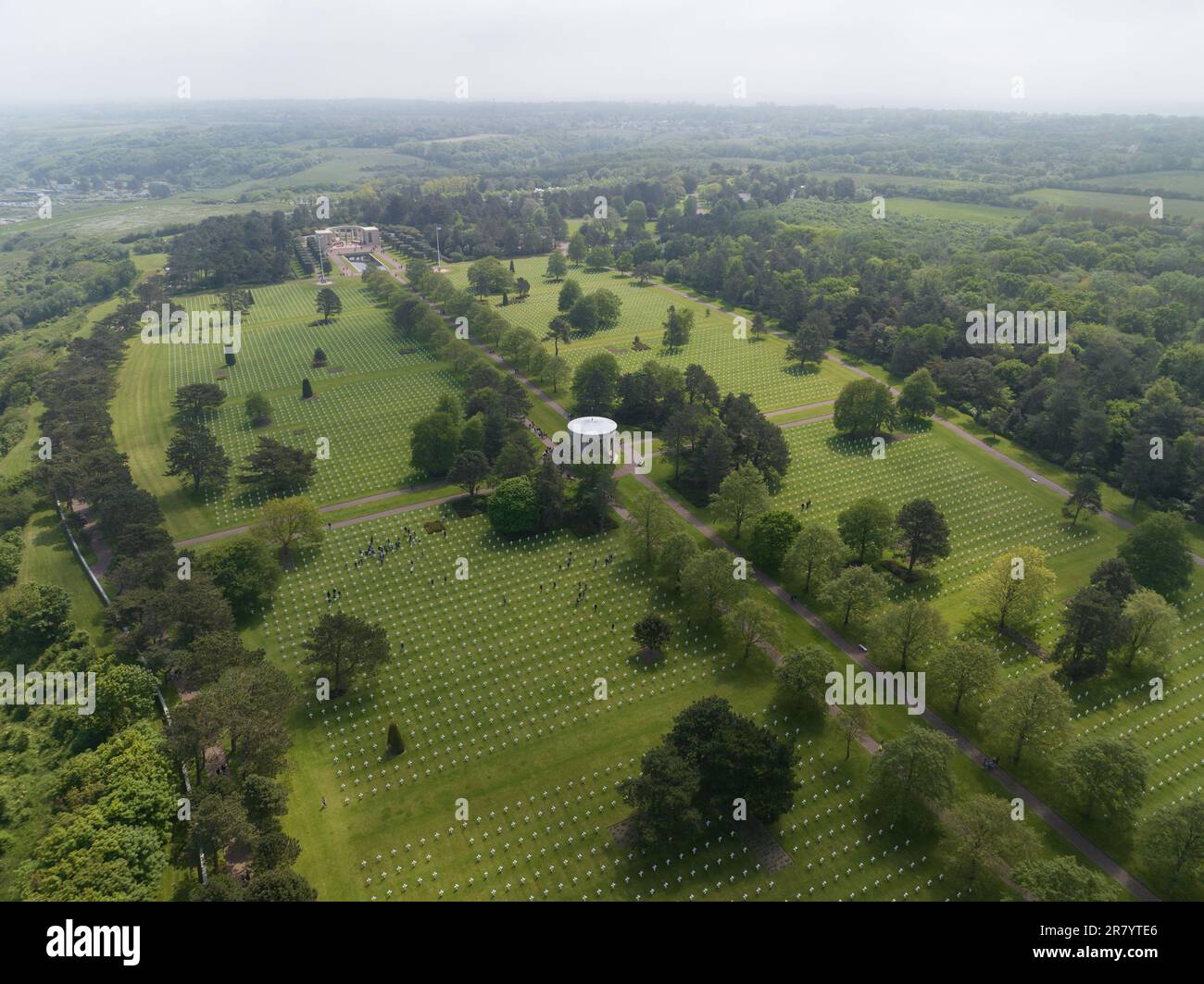 Aerial drone photo of the American ww2 cemetery at Normandy Stock Photo ...