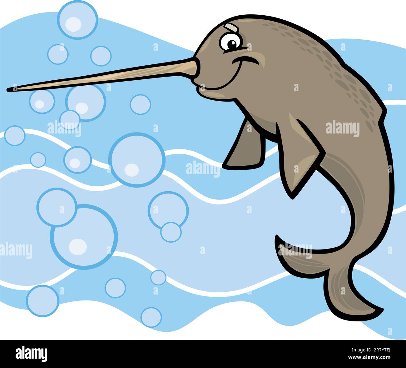 cartoon illustration of narwhal in the water Stock Vector Image & Art ...