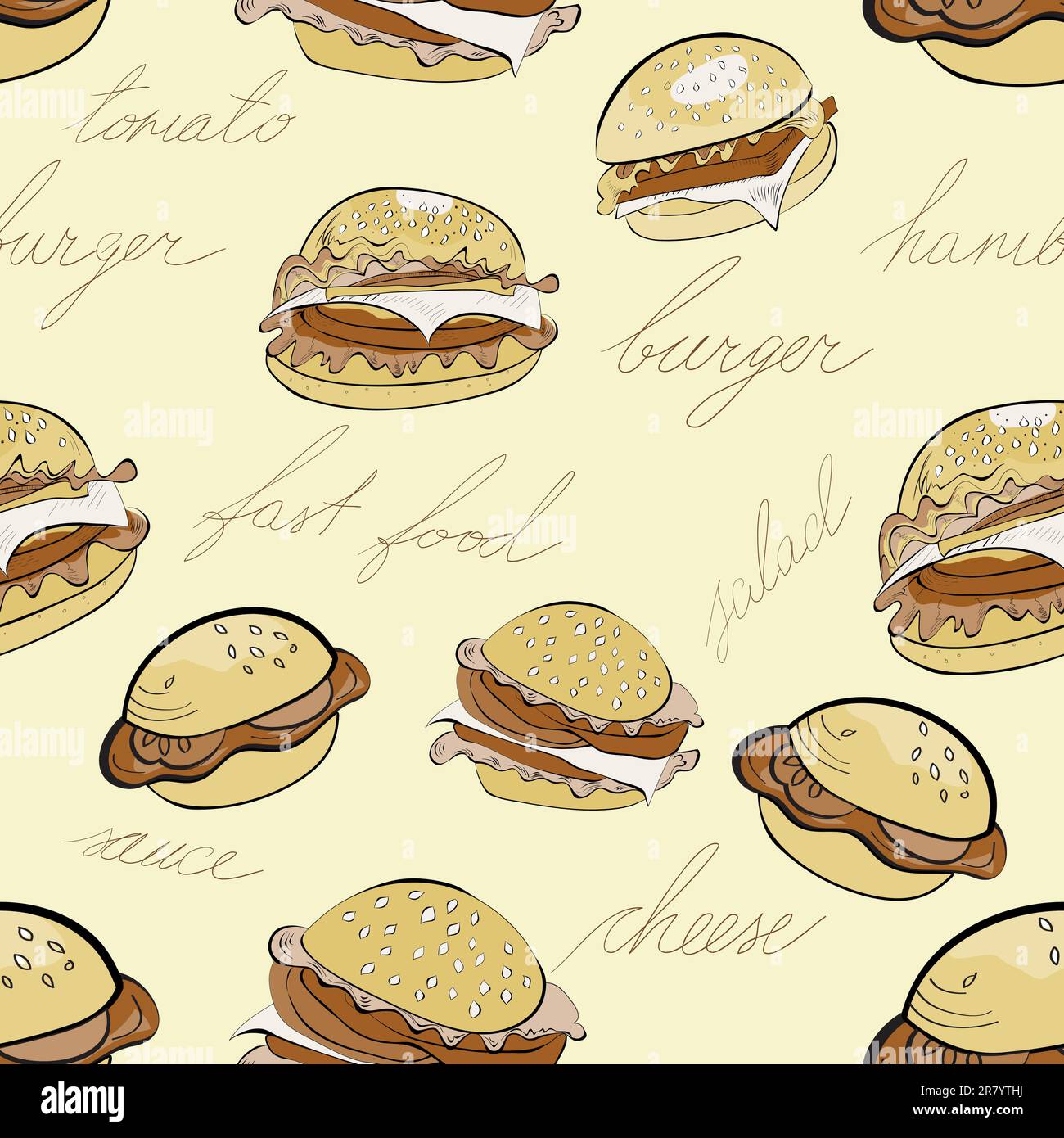 Seamless background with cartoon style hamburgers Stock Vector Image ...