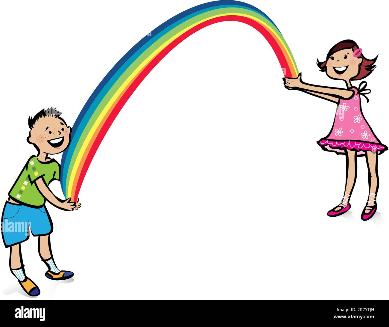Girl with rainbow Stock Vector Images - Alamy