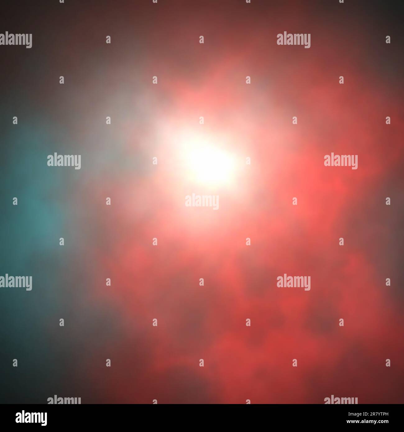 Editable vector background of a light or sun shining through red smoke ...