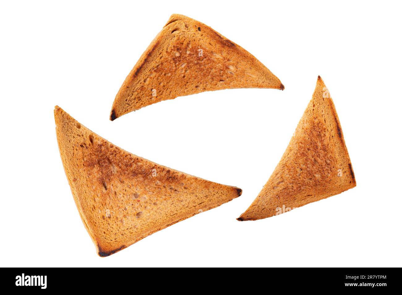 Several slice of lightly toasted bread isolated on a white background ...