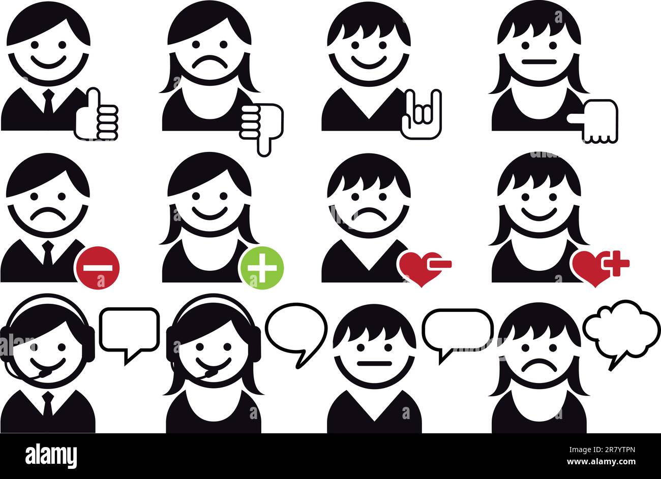 avatar people faces with symbols, vector icon set Stock Vector Image ...