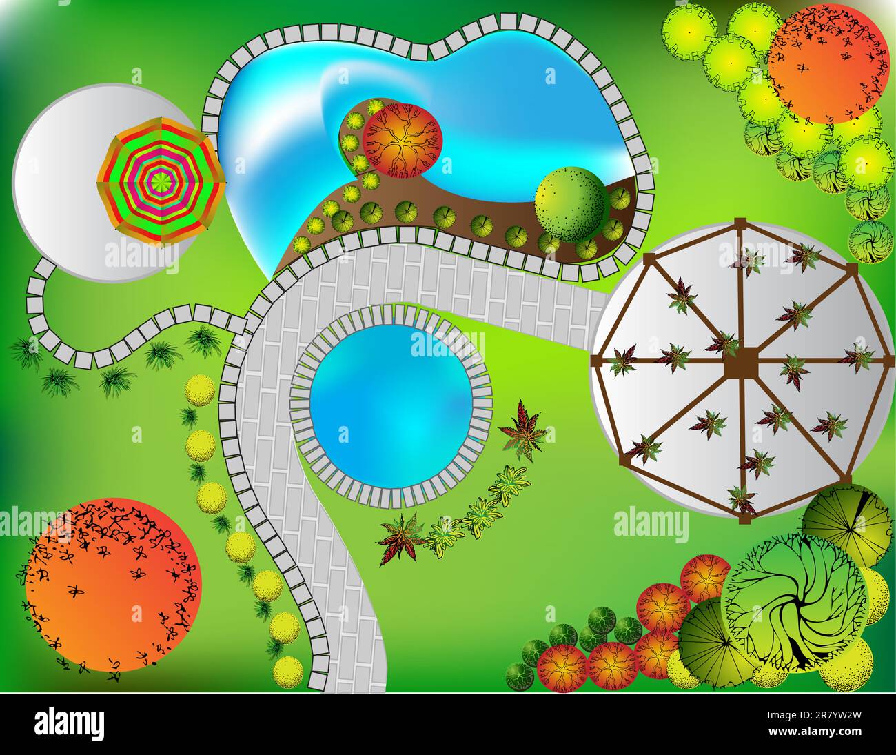 Plan of garden with symbols of tree Stock Vector Image & Art - Alamy