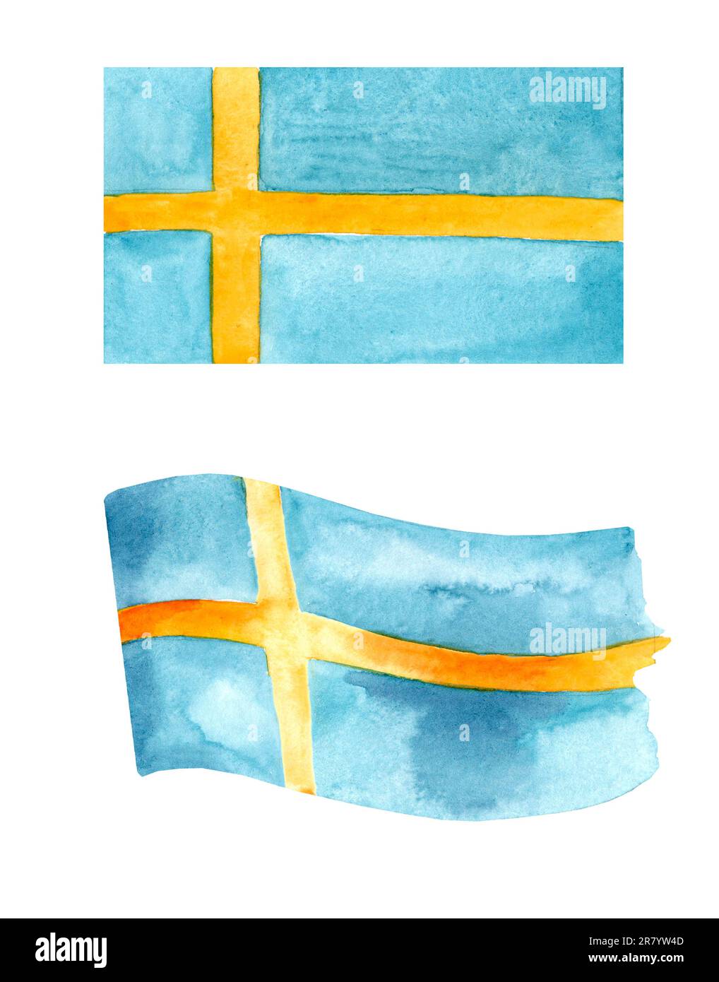 Watercolor set of sweden flags. Hand drawn illustration Stock Photo - Alamy