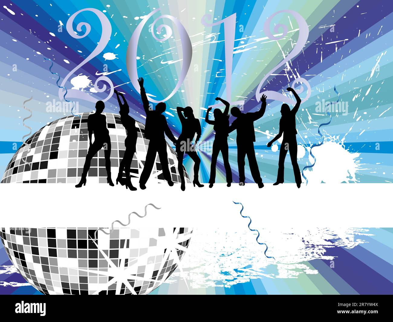 vector illustration of dancing people silhouettes on an abstract party ...