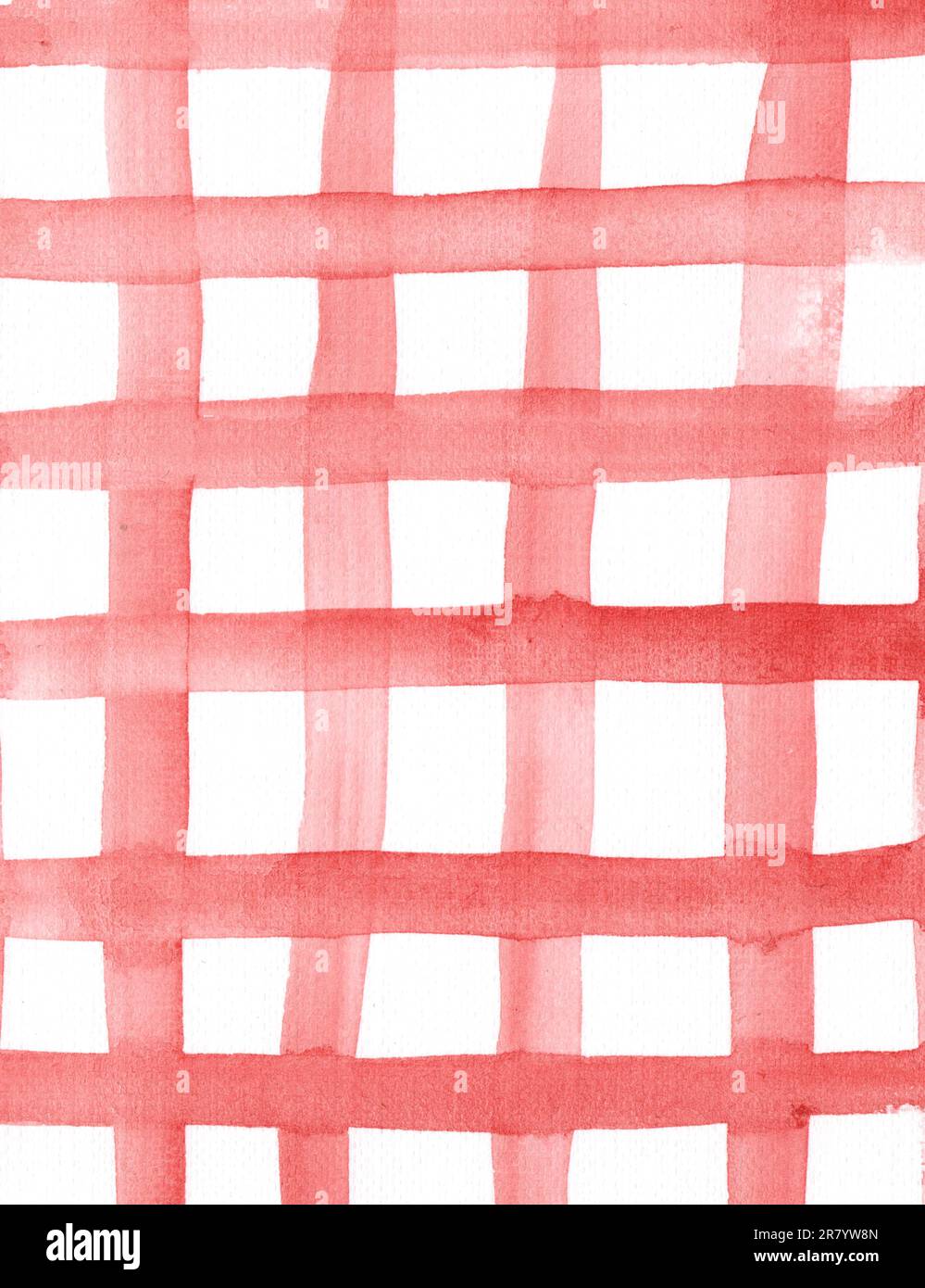 Light pink watercolor plaid illustration. Buffalo cage, cage, checkered ...