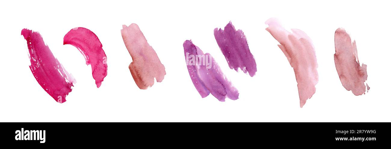 Set of watercolor abstract spots. Paint splatter. Beige, pastel colors ...