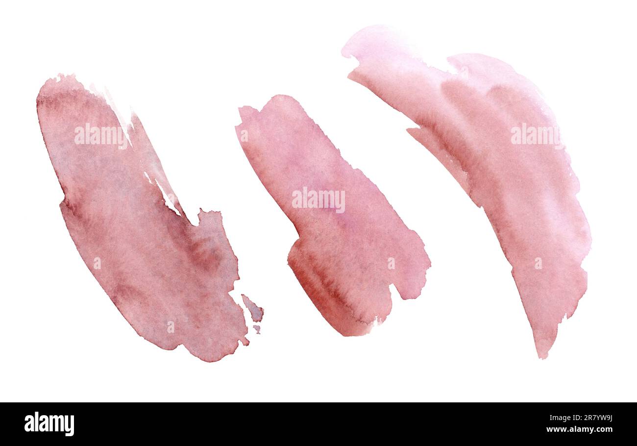 Set of watercolor abstract brown spots. Paint splatter. Beige, pastel ...