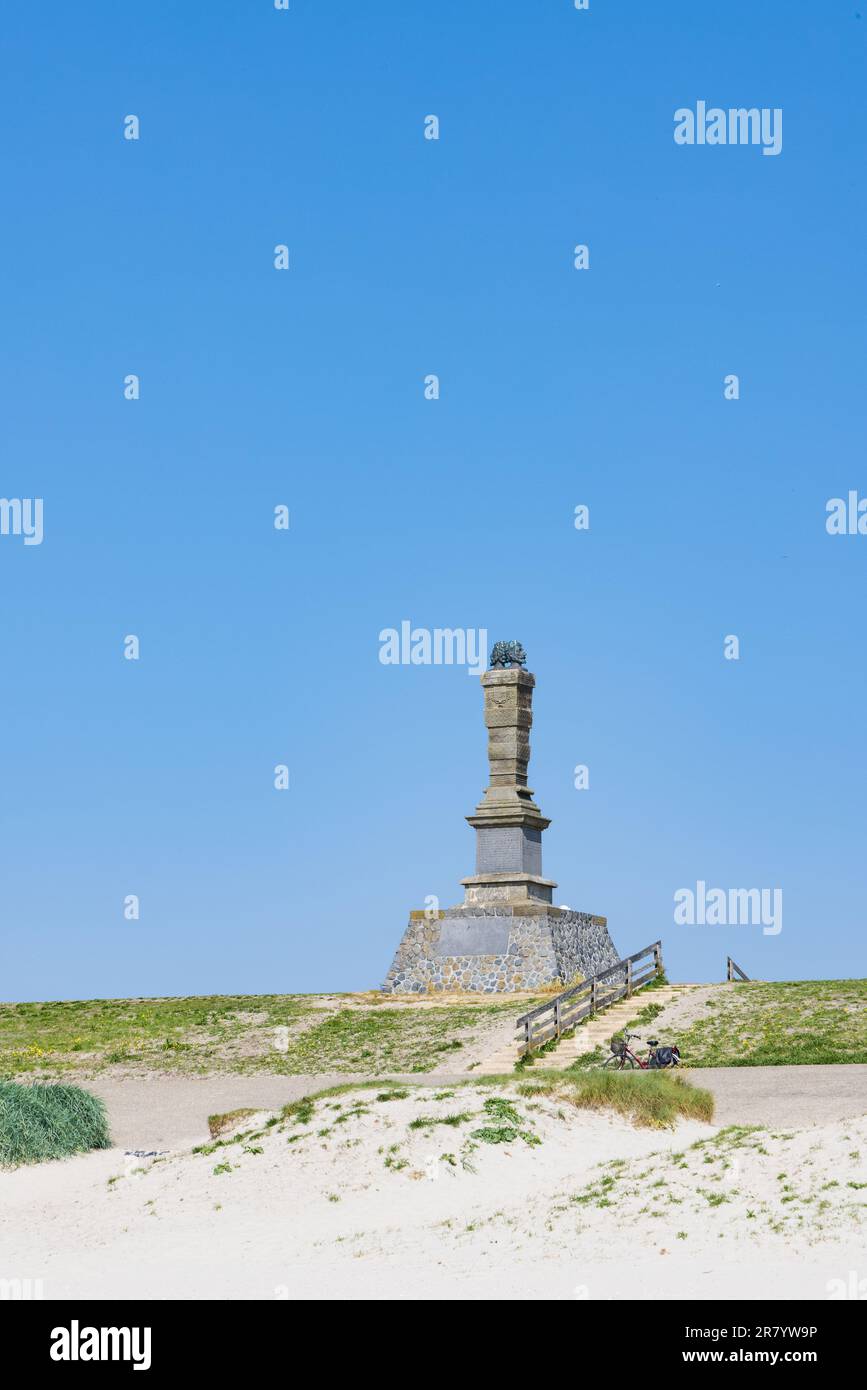 Statue the stone man along the dike of Harlingen in Friesland province ...