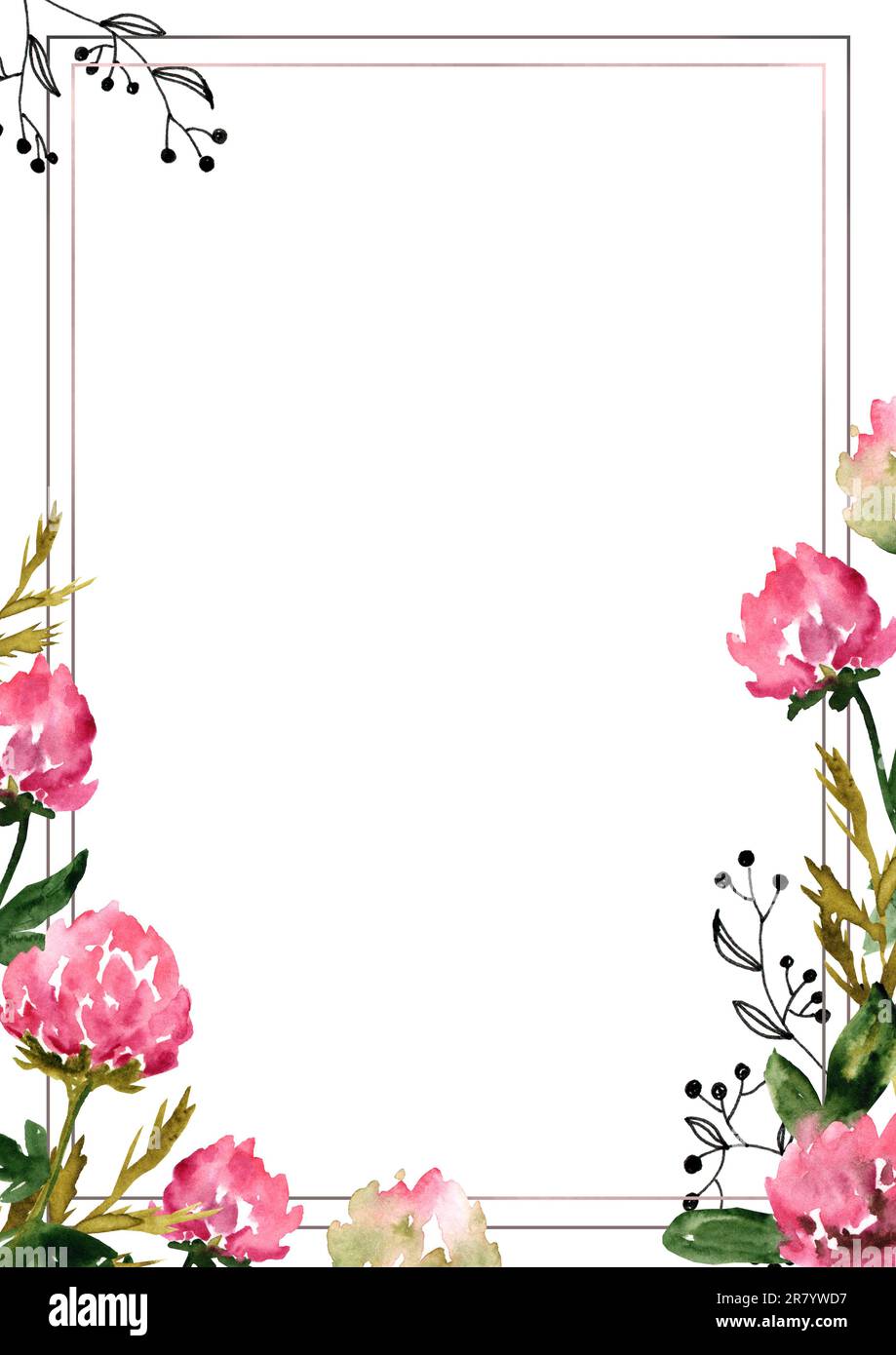 Vertical template for printing. Clover and field plants. Free space for ...