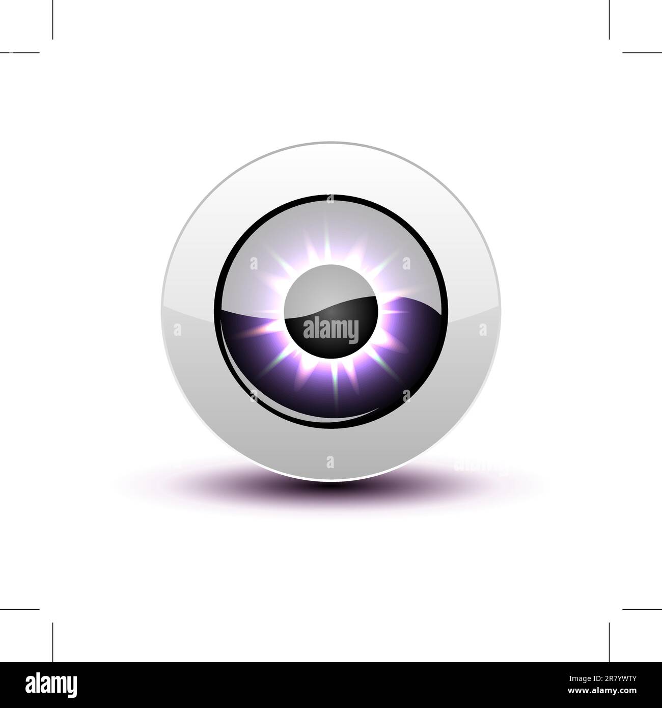 Purple eye icon with shadow on white, vector illustration, eps10 Stock ...