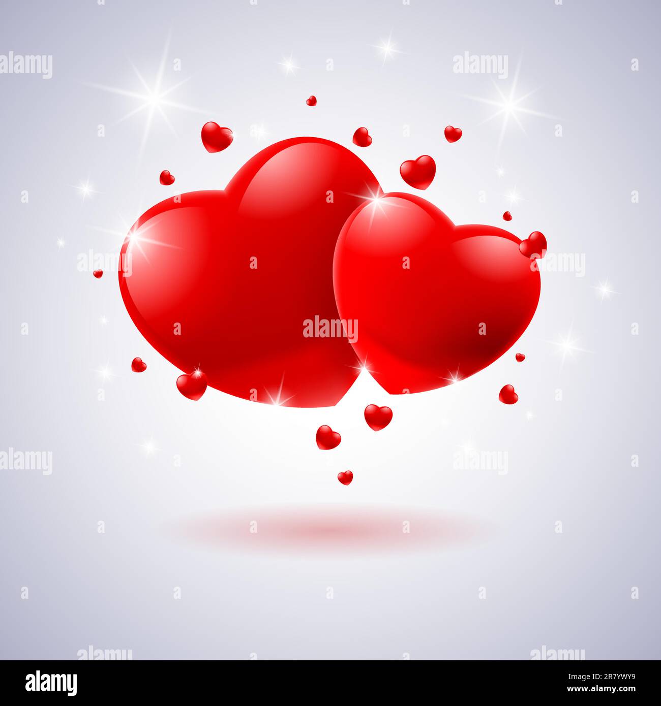 Red hearts Card. Illustration on white background for design Stock ...