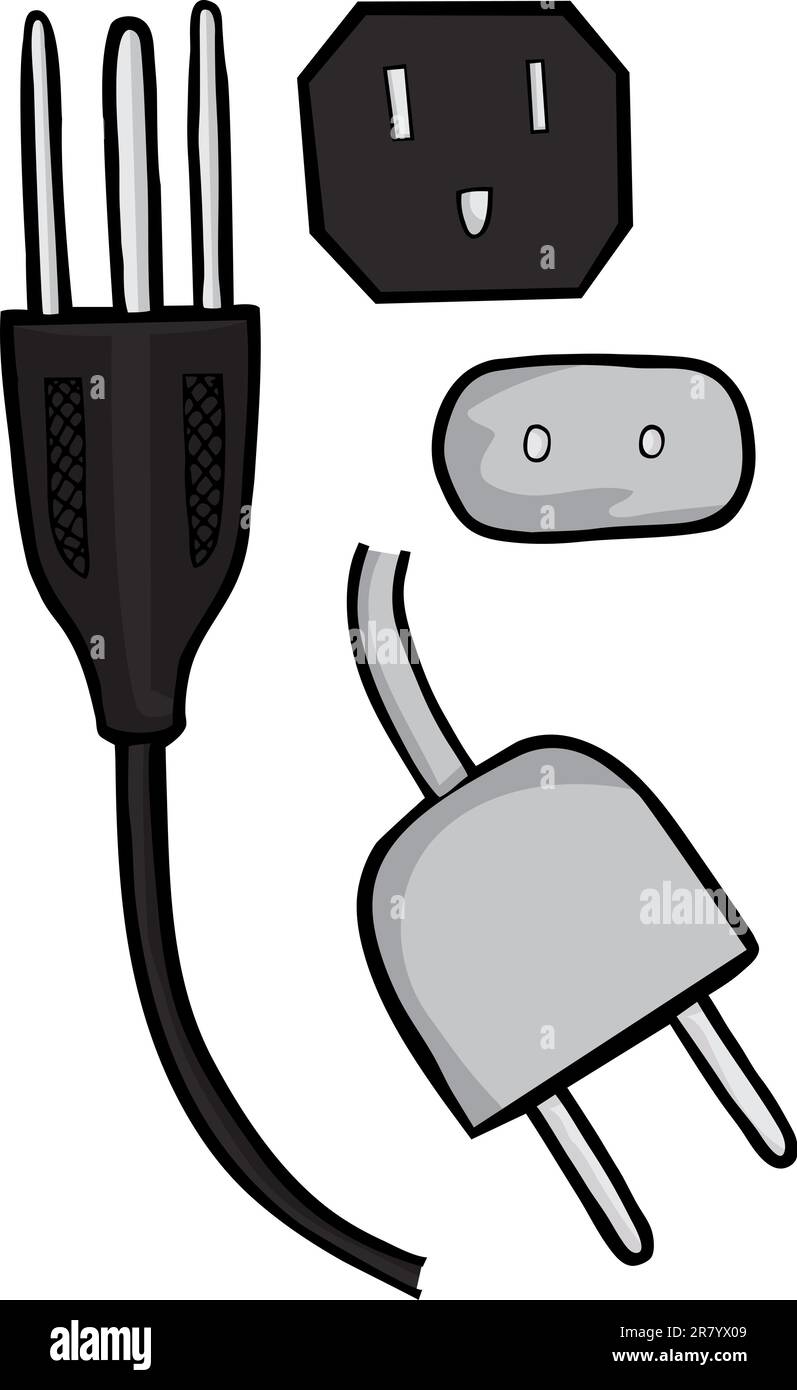 American and European standard electric plugs in profile and front view ...