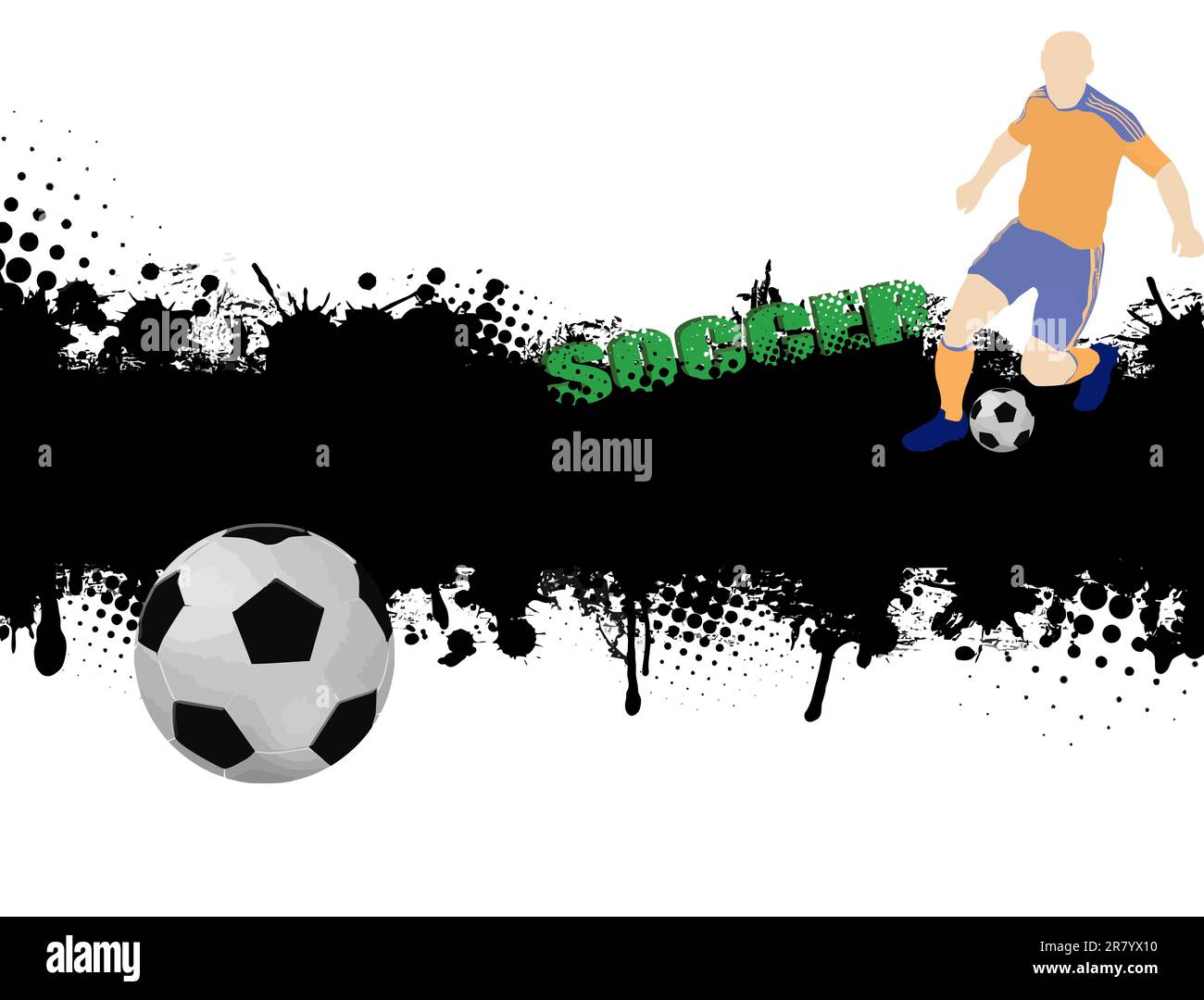 Grunge soccer poster with ball and player,vector illustration Stock ...