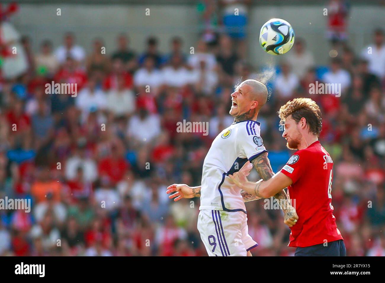 Oslo, Norway, 17th June 2023. Scotland's Lyndon Dykes and Norway's ...
