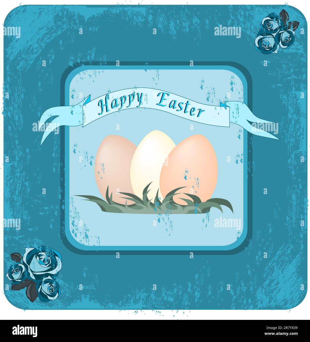Illustration of retro easter postcard with old paper background Stock ...