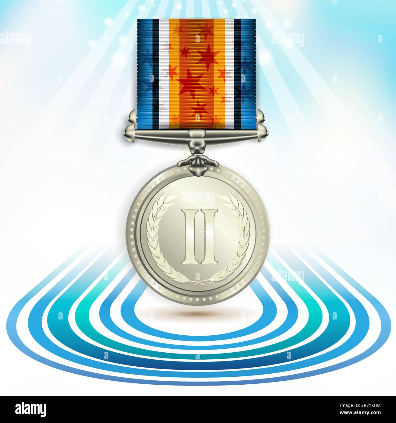 Silver medal with ribbon over sky background Stock Vector Image & Art ...